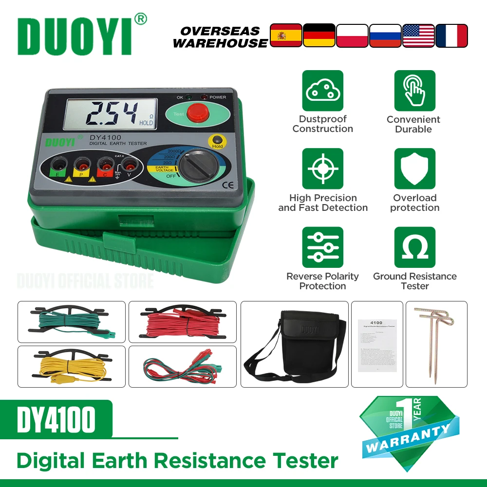 DUOYI-DY4100-Digital-Earth-Ground-Resistance-Meg-ohmmeter-0-2000-Ohm ...