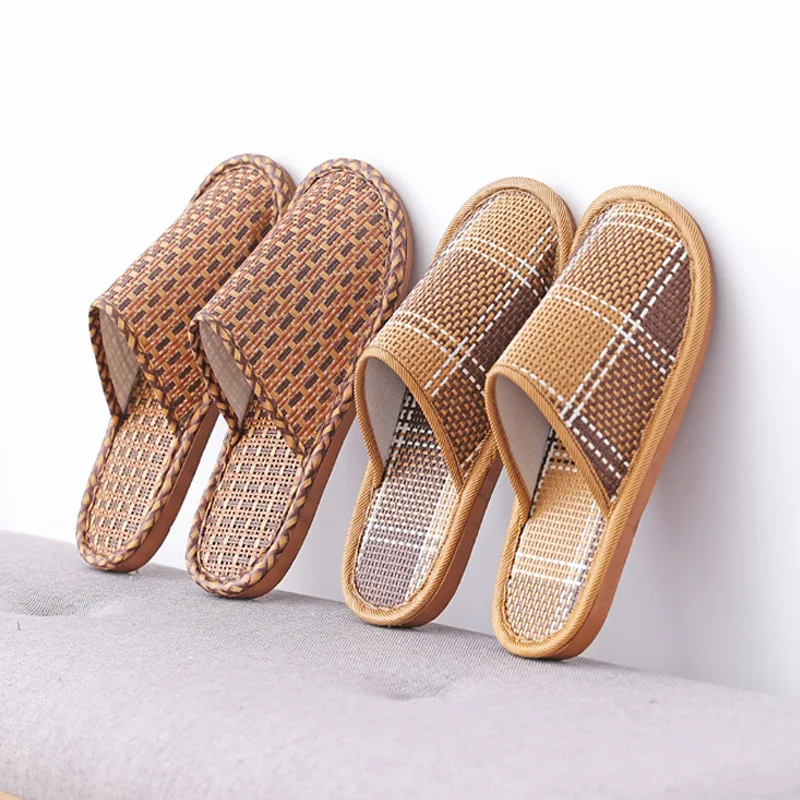 Bamboo-Weaving-Home-Linen-Slippers-Summer-Cooling-Woven-Rattan-Sandals ...