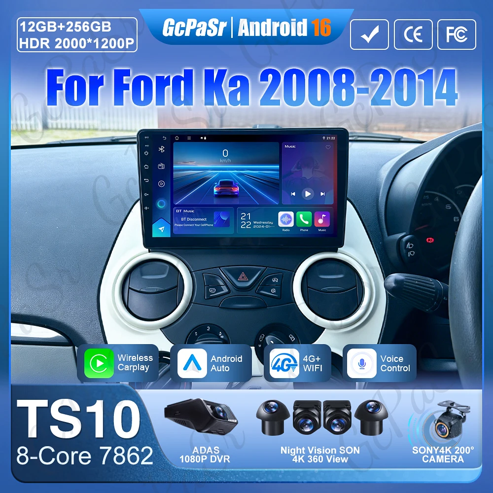 Android 16 Carplay For Ford Ka 2008-2014 Multimedia Video Car Radio GPS ...