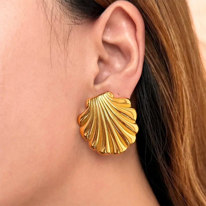 Big-shell-statement-stud-earrings-stainless-steel-earrings-for-women ...