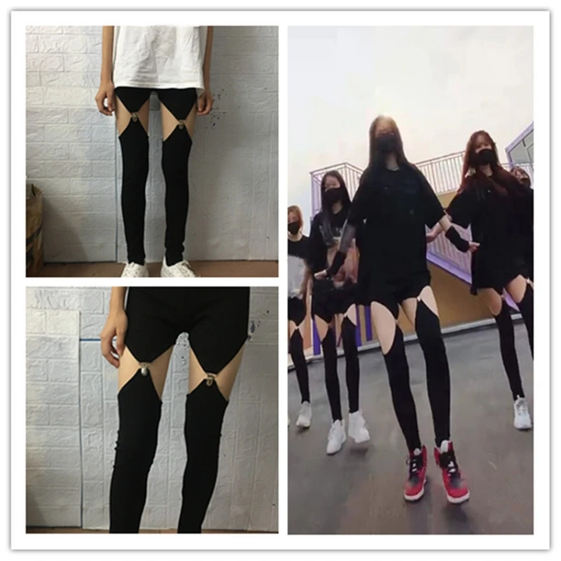 Kpop-Korean-Girl-Group-Stage-Outfit-Women-Sexy-Black-Hollow-Pants ...