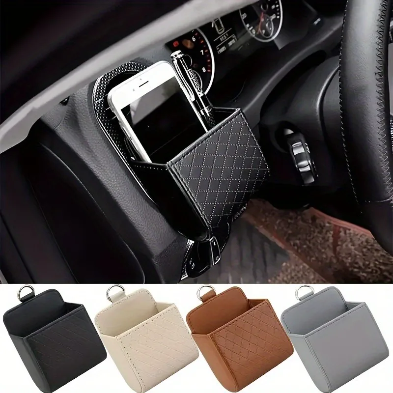 1pcs-Car-Leather-Air-Vent-Storage-Bag-Multi-functional-Phone-Holder-And ...