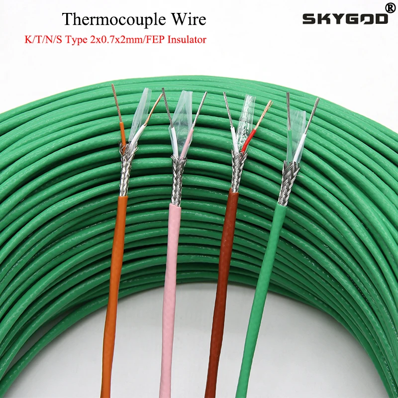 1-5-10M-K-T-N-S-Type-Thermocouple-Wire-2-Cores-PTFE-Insulator-Shielded ...