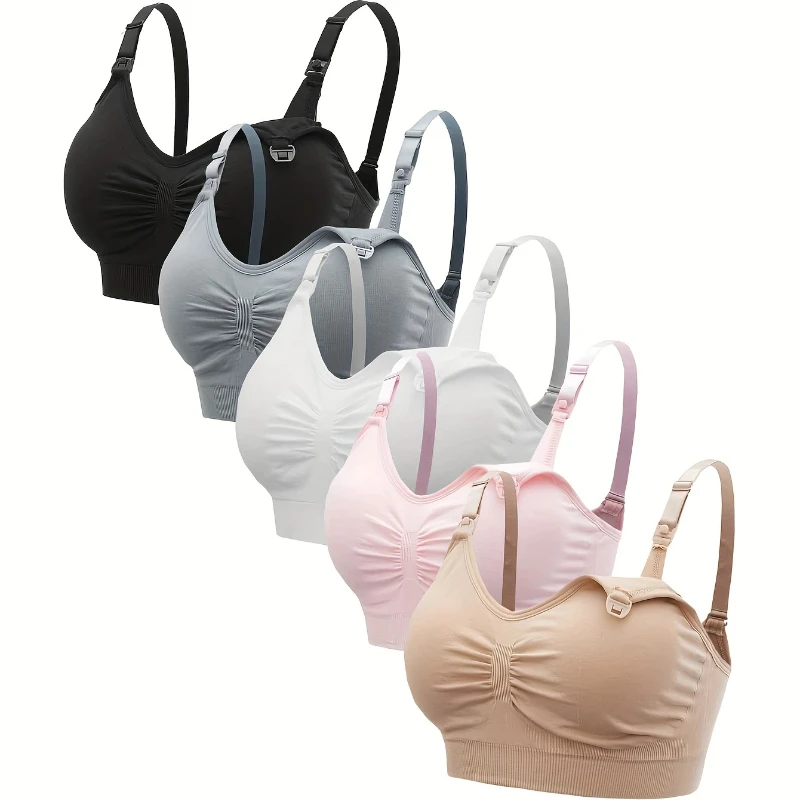 5-Pcs-High-Quality-Plus-Size-Nursing-Bra-Breathable-Women-Breastfeeding ...