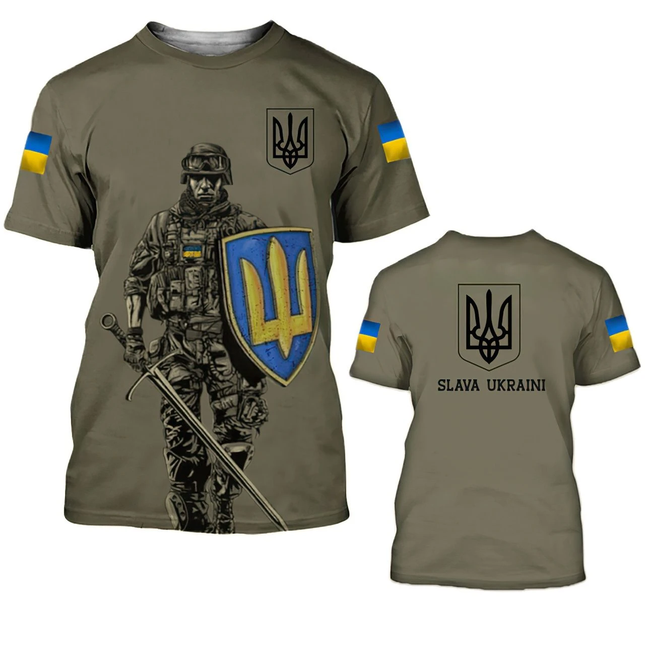 Ukraine Flag Shirt Men's T-shirt Tops Ukrainian Army Camouflage Short ...