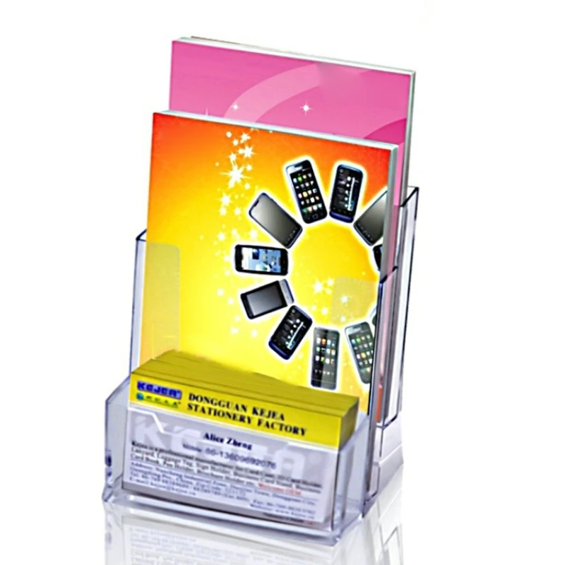 Brochure-Holder-Transparent-Literature-Organizer-Magazine-Stand-3-Grids ...