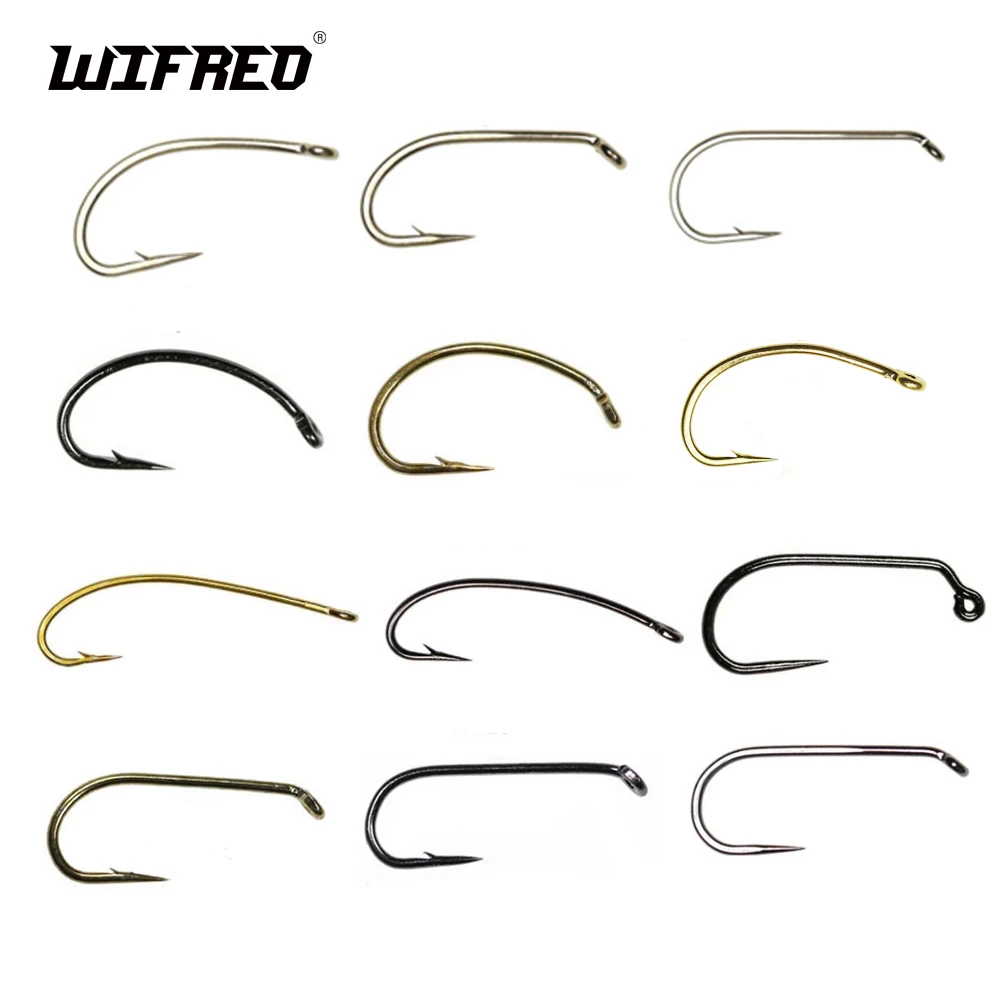 Wifreo 500pcs Fly Hook Nymph Bug Shrimp Pupae Larvae Caddis Fly Tying Fish Hooks #10 #12 #14 ...