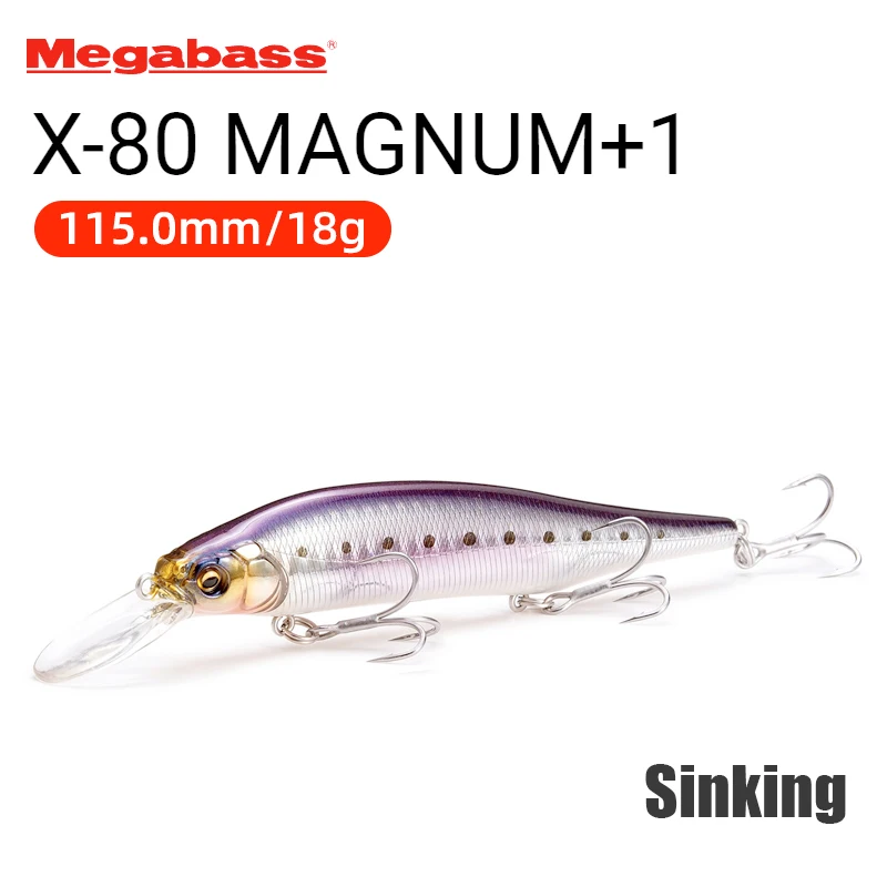 Megabass X 80 MAGNUM+1 Fishing Lures Salt Minnow 115mm 18G Long Distance Sea Bass Lure Sinking ...