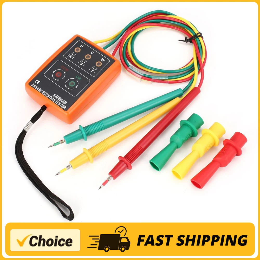 SM852B-3-Phase-Rotation-Tester-Digital-Phase-Indicator-Detector-LED ...