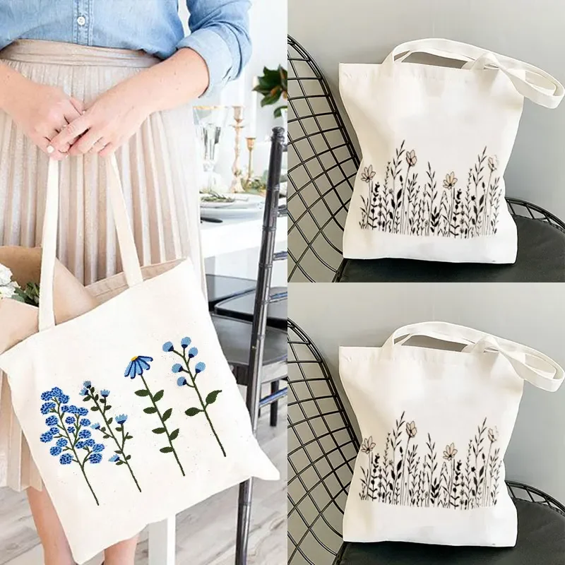 Floral-Tote-Bag-Dandelion-Canvas-Totes-Flower-Cot-Bag-Wildflower-Beach ...