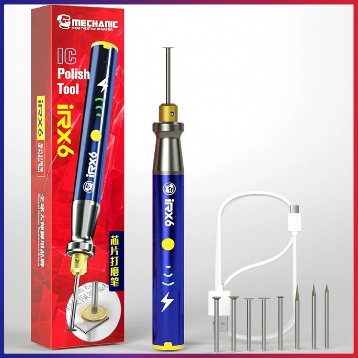 Tamirci iRX6 çelik el tipi çip parlatma kalemi Mini elektrikli 3 ...