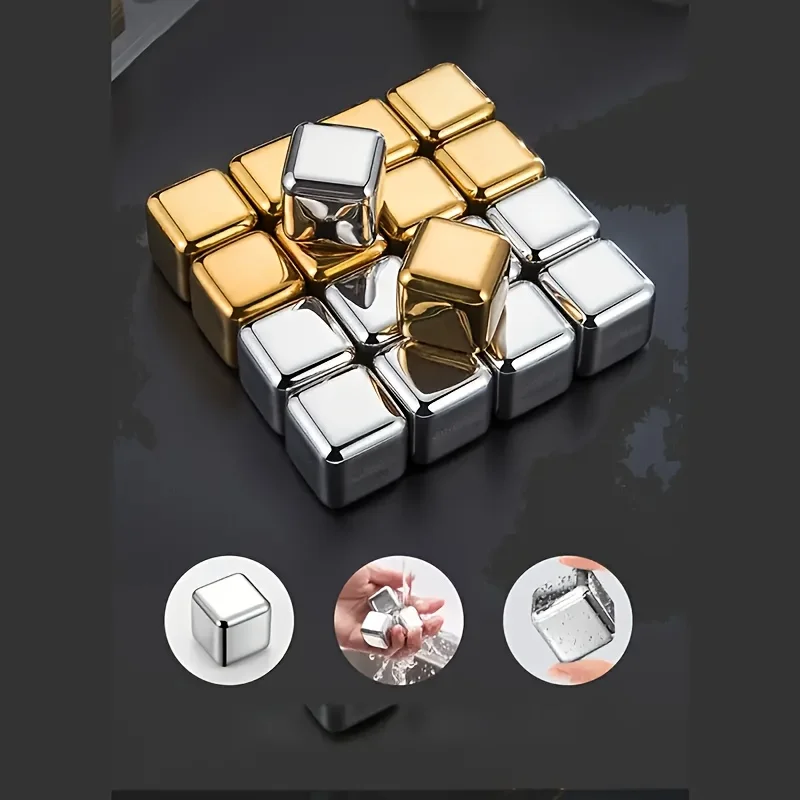 Food-Grade Stainless Steel Ice Cubes - Silver Ice Cubes for Freezing ...