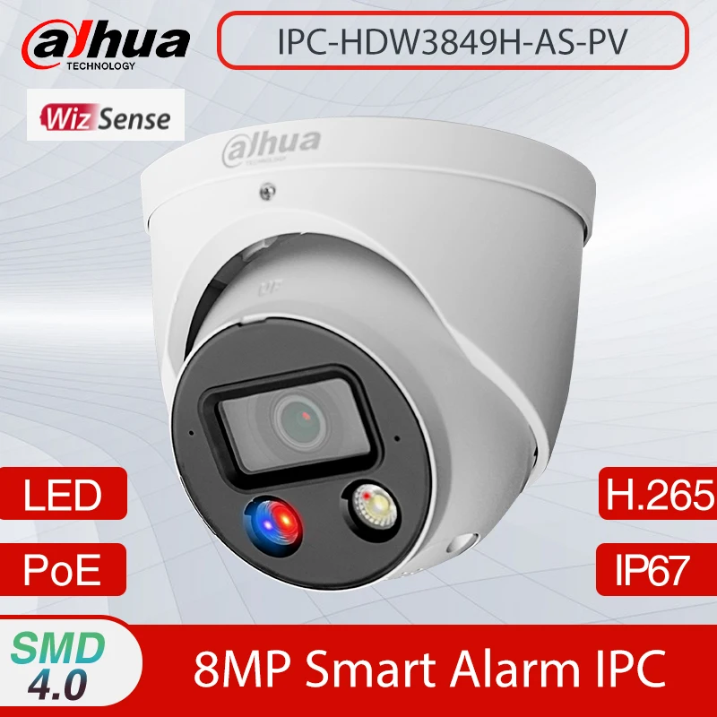 Dahua cámara IP de red CCTV, dispositivo de disuasión activa de ojos, WizSense, POE IR30M, IP67 ...