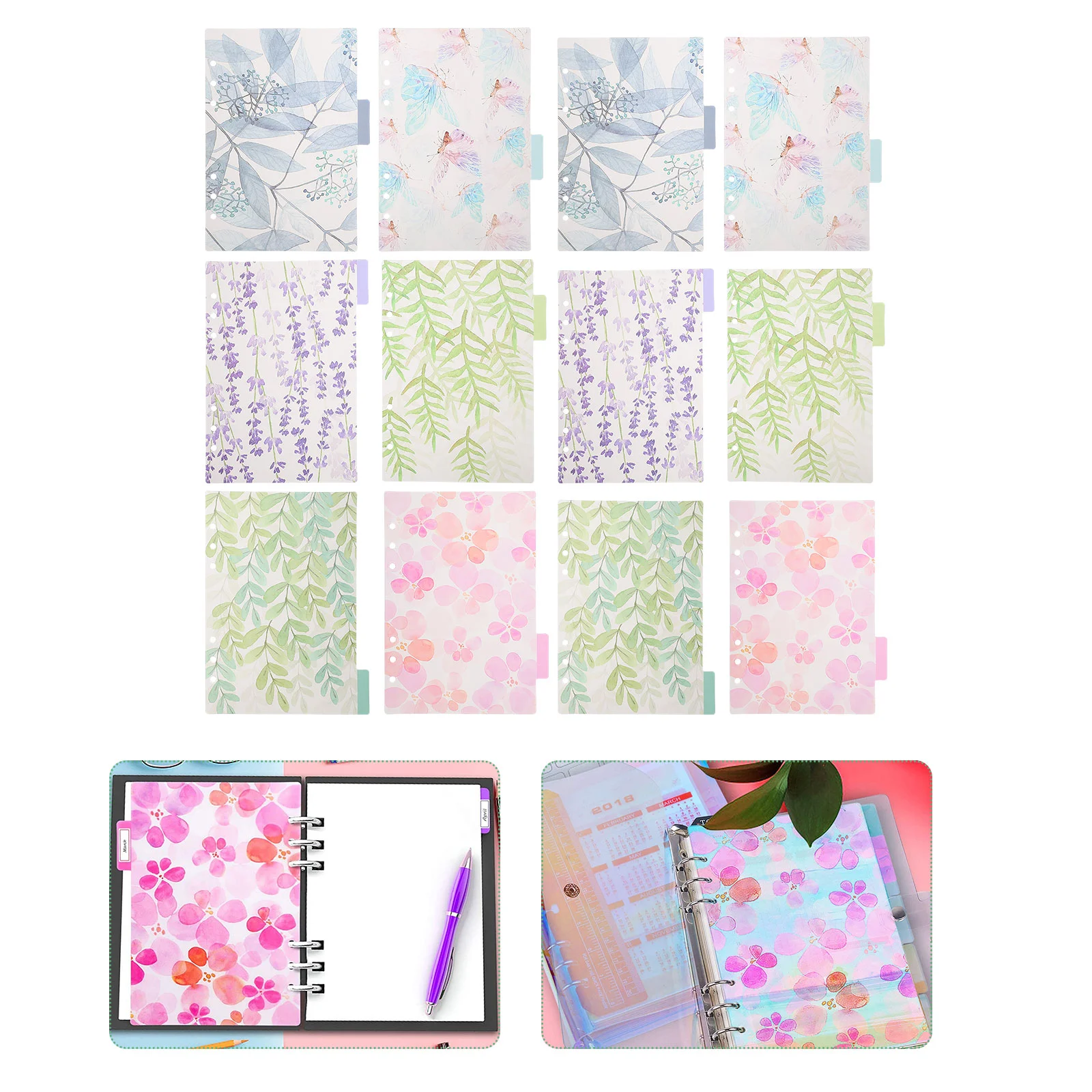 2-Sets-Binder-Dividers-Insertable-Page-6-Rings-Translucent-Binder-Cards ...