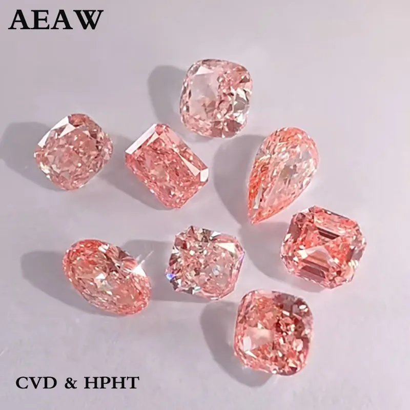 0.5CT-3CT Pink Color Round Cushion Radiant Oval Pear CVD HPHT VVS Lab ...