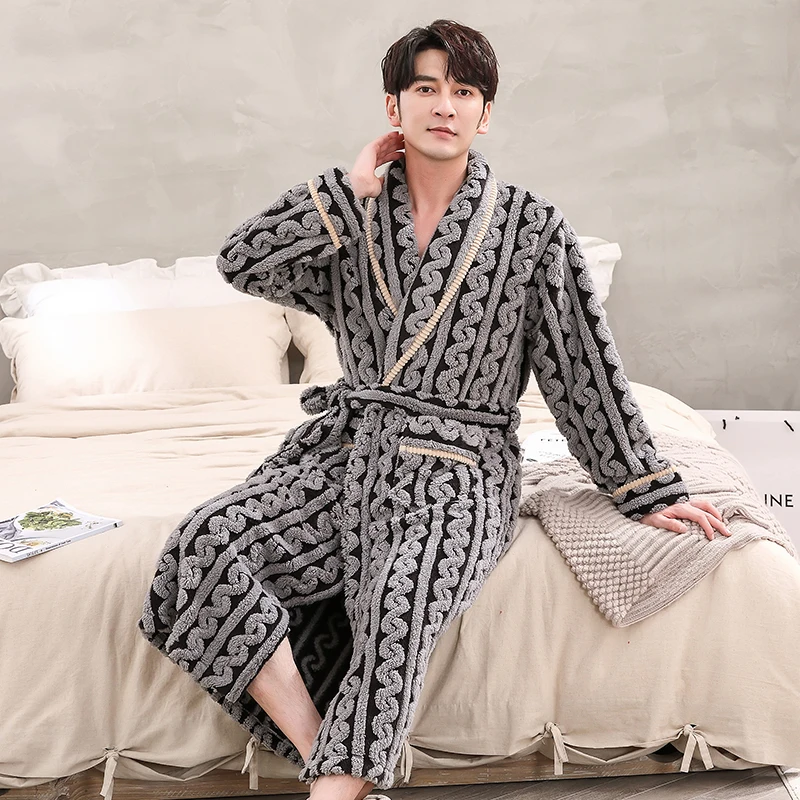 Men-Sleepwear-Robe-Winter-Flannel-Thicken-Terry-Robe-Male-Long-Sleeve ...