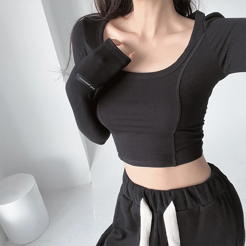 New-Long-sleeves-Shirt-Women-Base-Slim-fit-Short-European-and-American ...