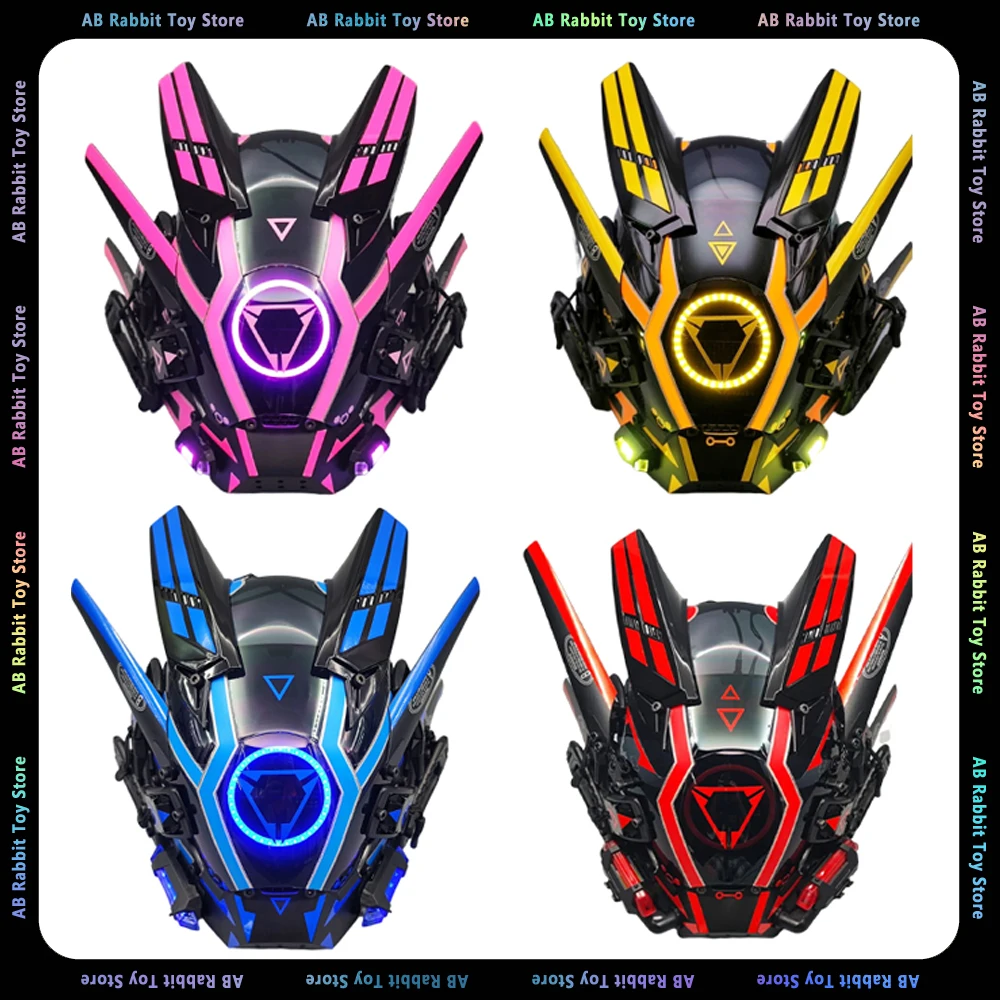 Cyberpunk-Helmet-Shinobi-Samurai-Mask-Man-Techwear-Robot-Mask-With-LED ...