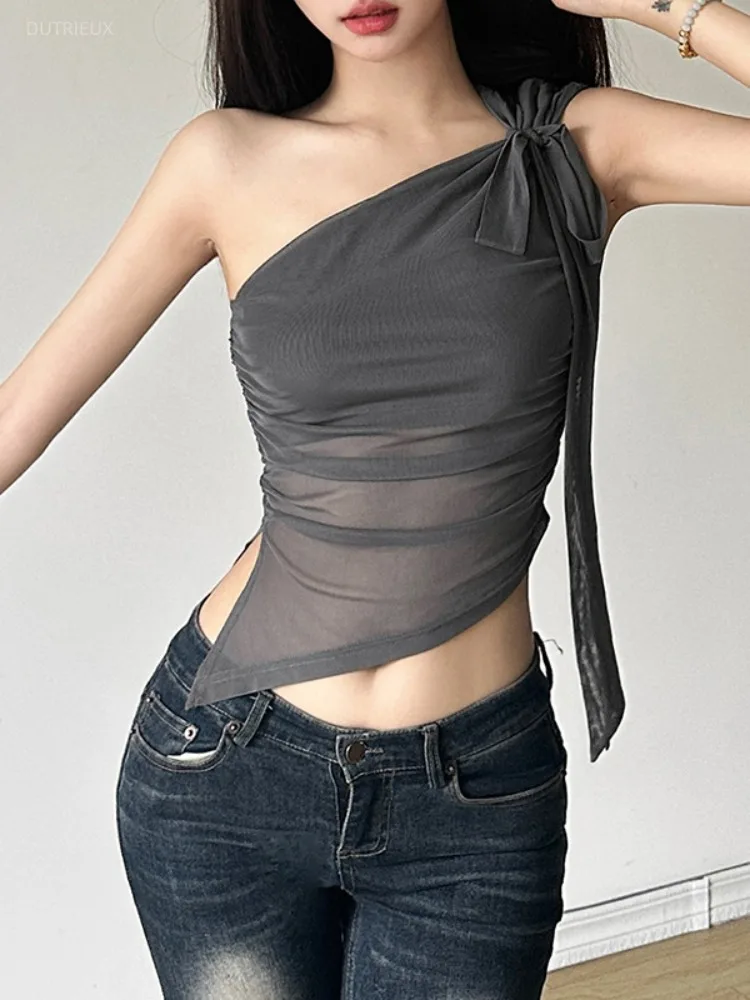 Sexy-Streetwear-Gauze-Vintage-Skew-Collar-Tank-Women-Y2k-Aesthetic ...