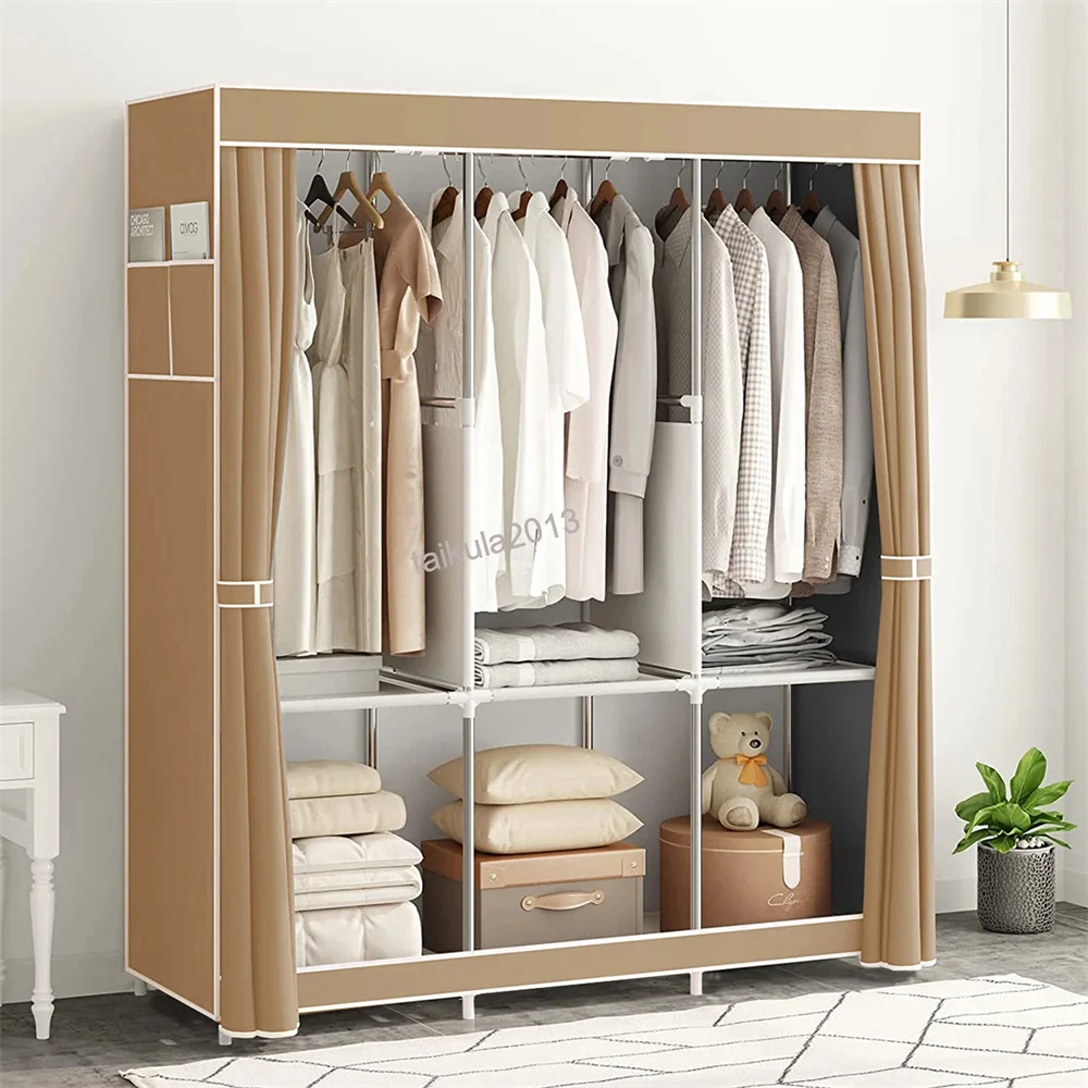 Canvas Fabric Wardrobes Large Portable Clothes Closet Bedroom Dustproof ...