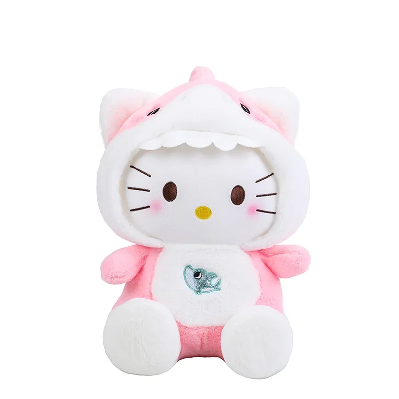 60cm Sanrio Shark Hello Kitty Cat Plush Toys Cartoon KT Cat Plushie ...