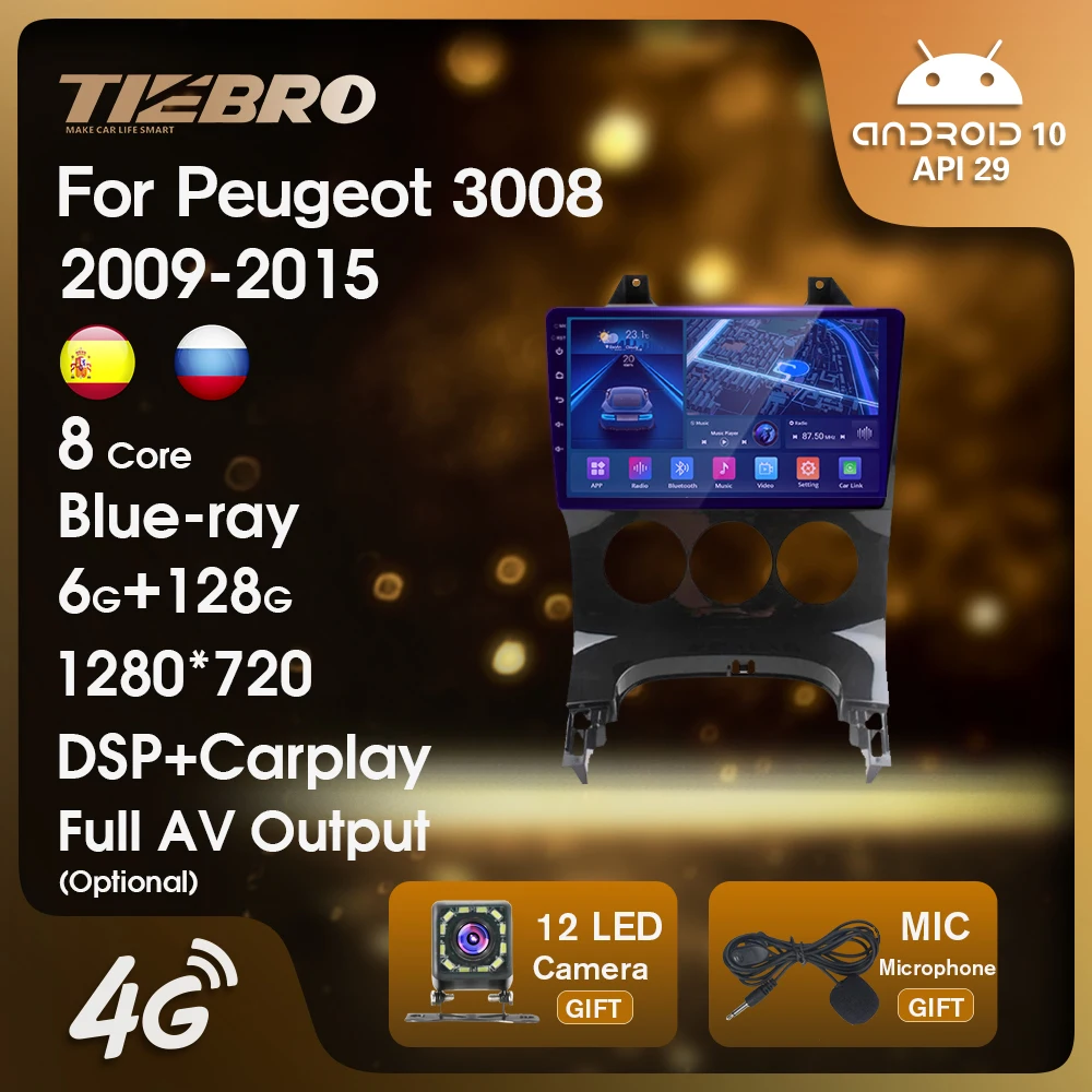 TIEBRO reproductor Multimedia de vídeo y Radio para coche, dispositivo con Android 3008, 2 Din ...