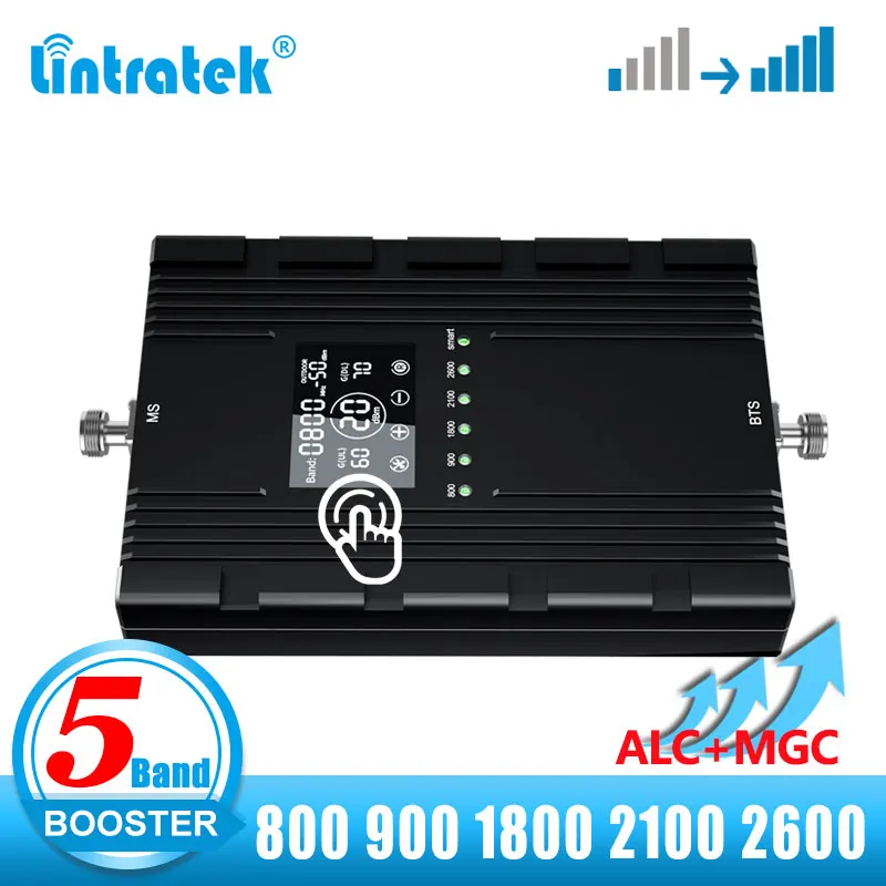 Lintratek 5 Band Cellular Amplifier B20 800 900 1800 2100 2600 MHz LTE GSM 2G 3G 4G Signal ...