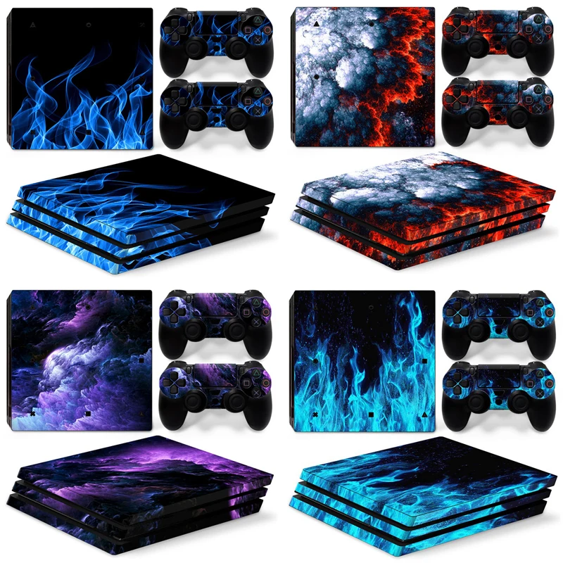 For-PS4-Pro-Console-and-2-Controllers-Skin-Sticker-PS4-Flame-Design ...
