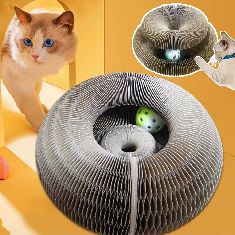 Funny-Cat-Scratching-Board-Toy-Round-Shape-Folding-Corrugated-Cat ...