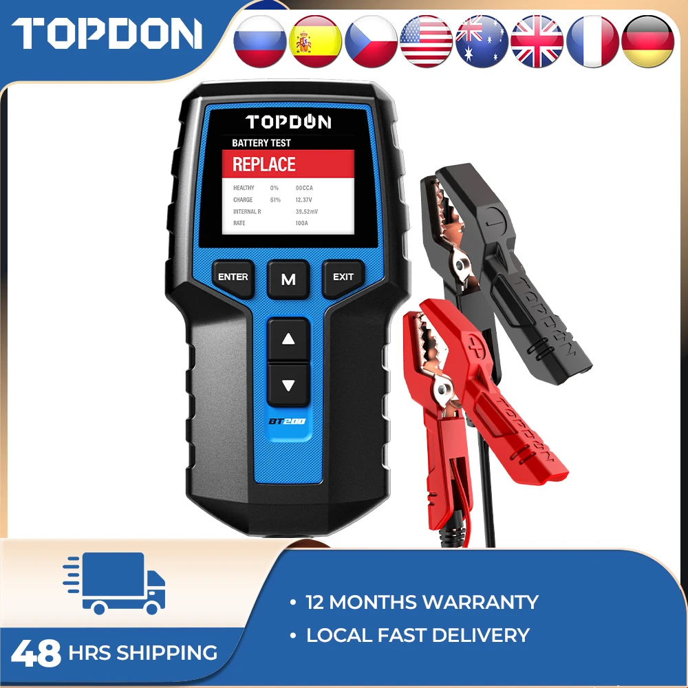 TOPDON-BT200-12V-Car-Battery-Tester-Digital-Automotive-Diagnostic ...