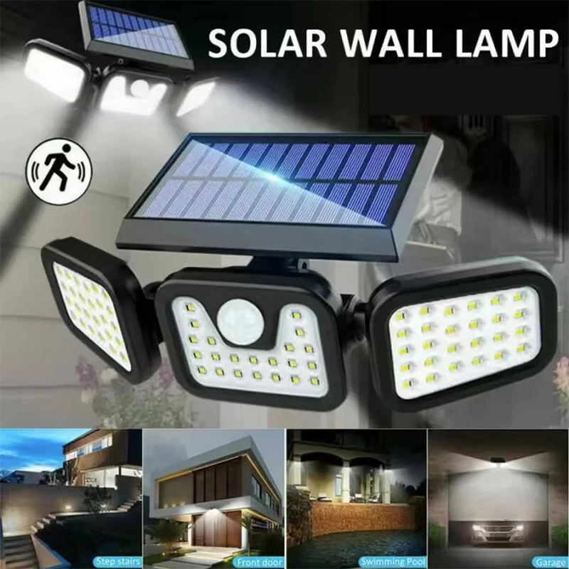 Solar-Lights-Outdoor-Motion-Sensor-Human-Induction-Adjustable-Head-IP65 ...