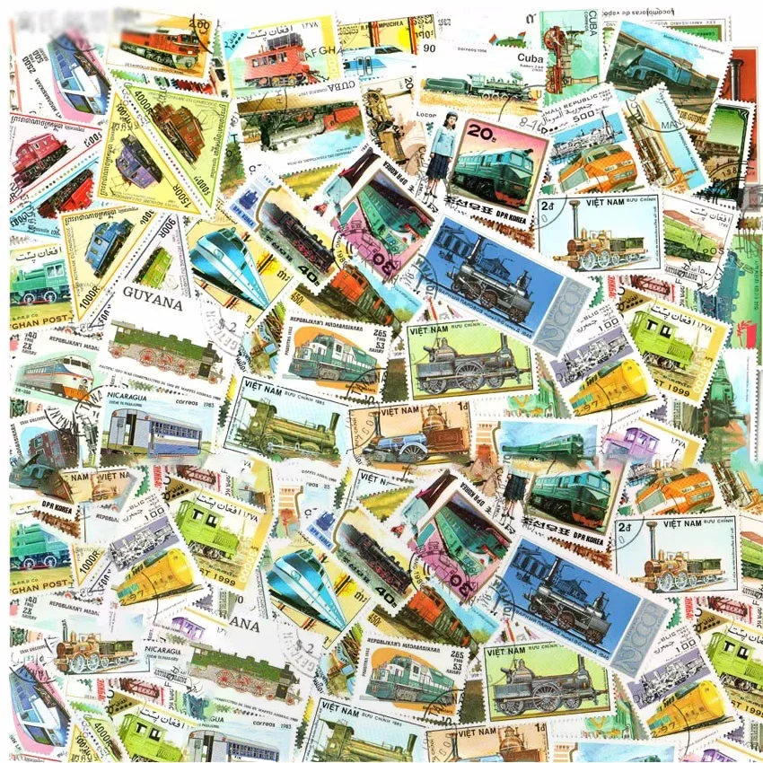Electric-Train-50-100-Pcs-lot-Topic-Stamps-World-Original-Postage-Stamp ...