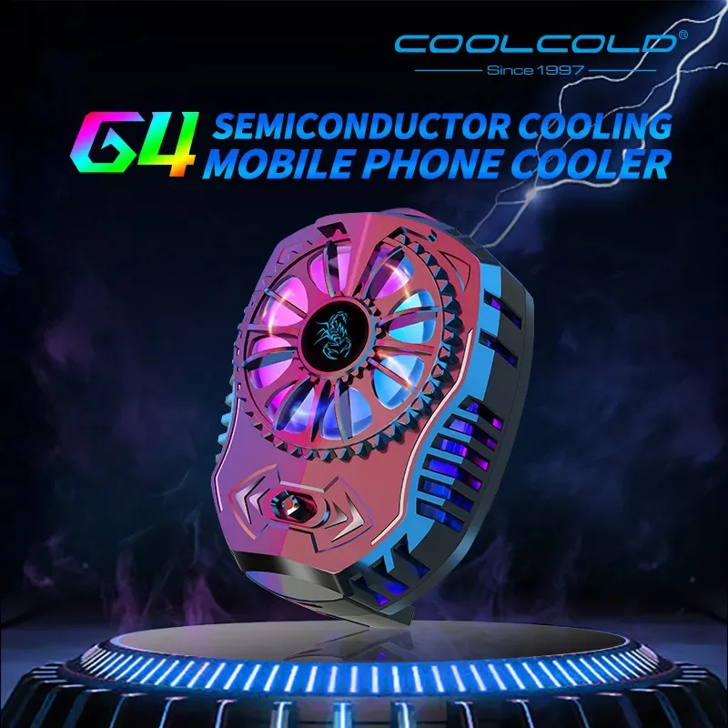 Coolcold-phone-cooler-gaming-RGB-LED-light-7-blade-fan-semiconductor ...