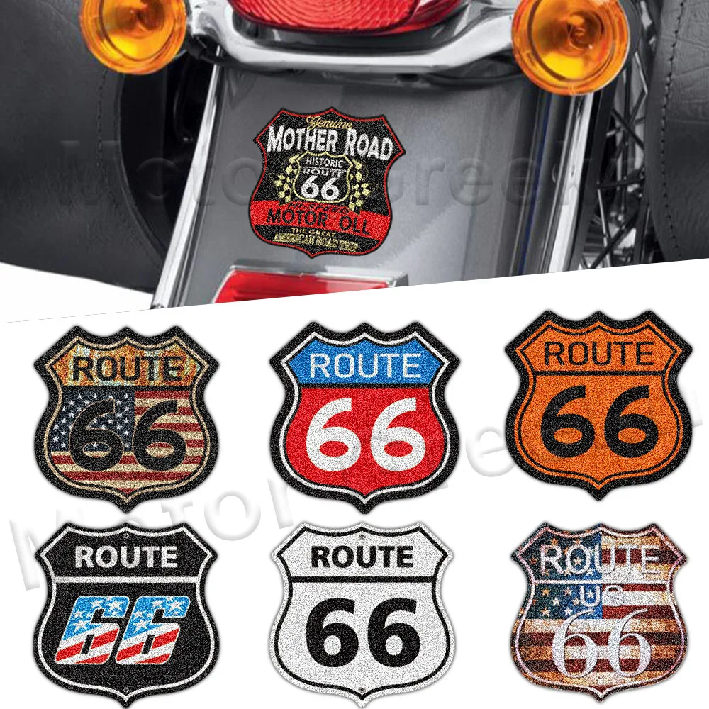 1Pair-Motorcycle-Frosted-Sticker-3M-US-Historic-Route-66-Logo-Decal-For ...
