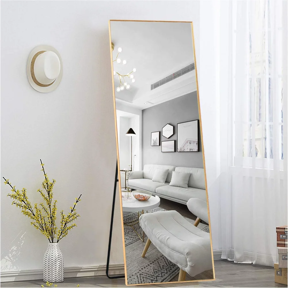 NeuType Full Length Rectangular Standing Floor Mirror with Aluminum ...