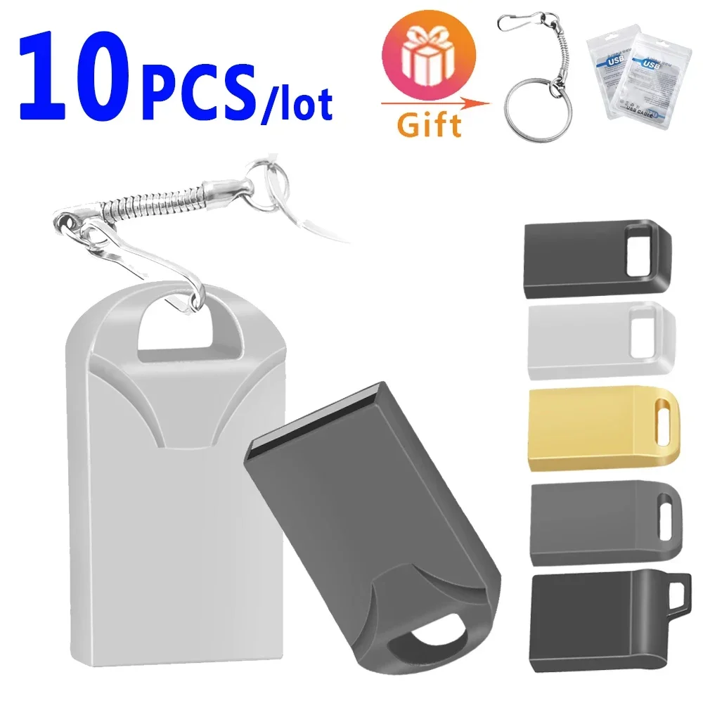 10pcs/lot Mini USB flash Drive 128GB 64GB 32GB 8GB Metal Pen Drive ...