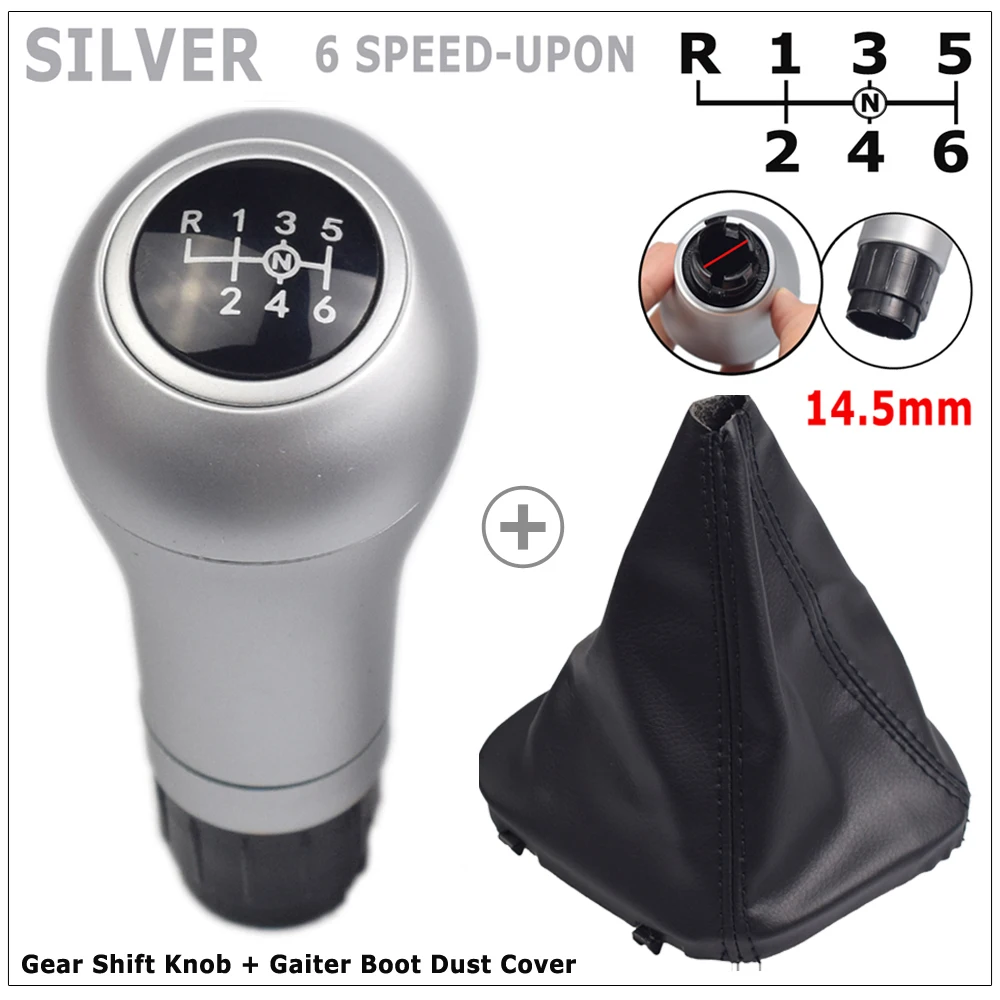 14.5 MM Chrome Manual Gear Shift Knob Head Gear Cover Shift Lever Stick ...