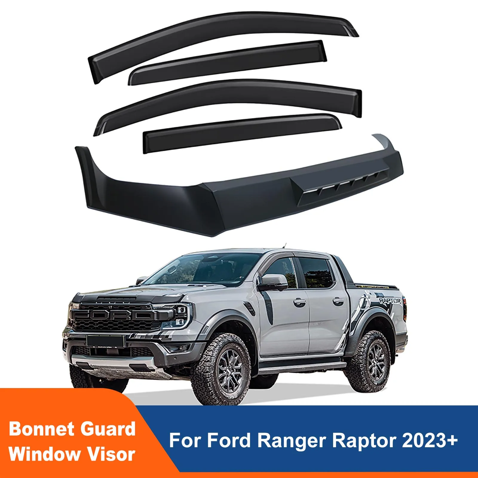 Window-Visor-Bonnet-Guard-Weather-Shields-For-Ford-Ranger-Raptor-2023 ...