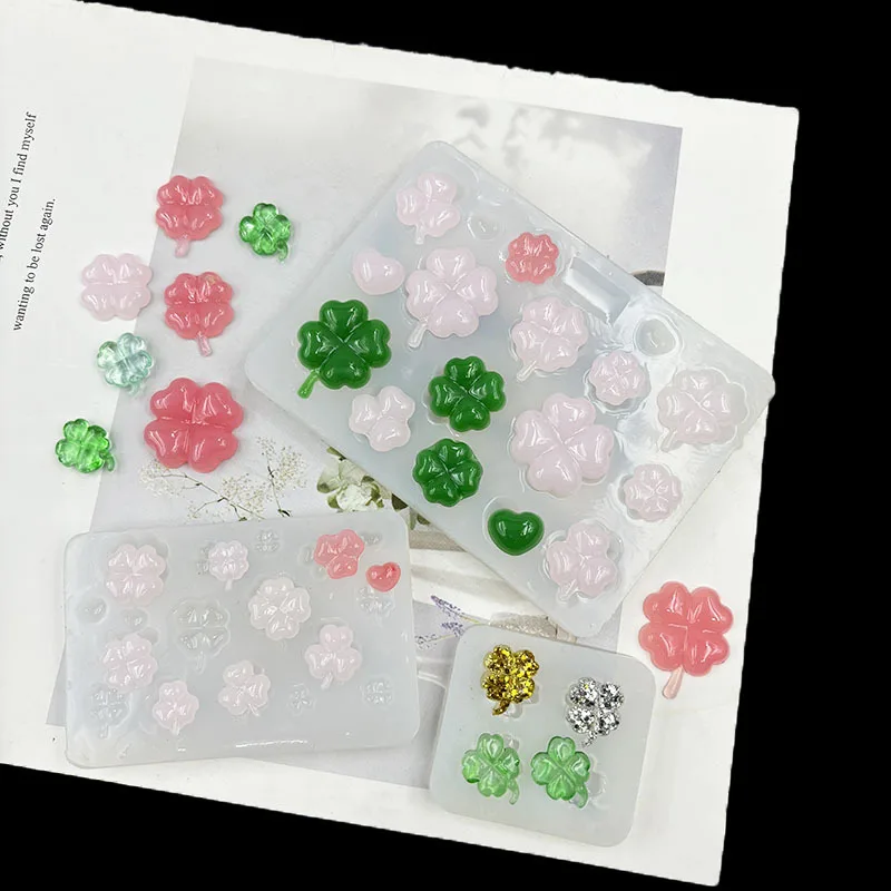 DIY Crystal Drop Glue Four Leaf Clover Silicone Earring Pendant ...