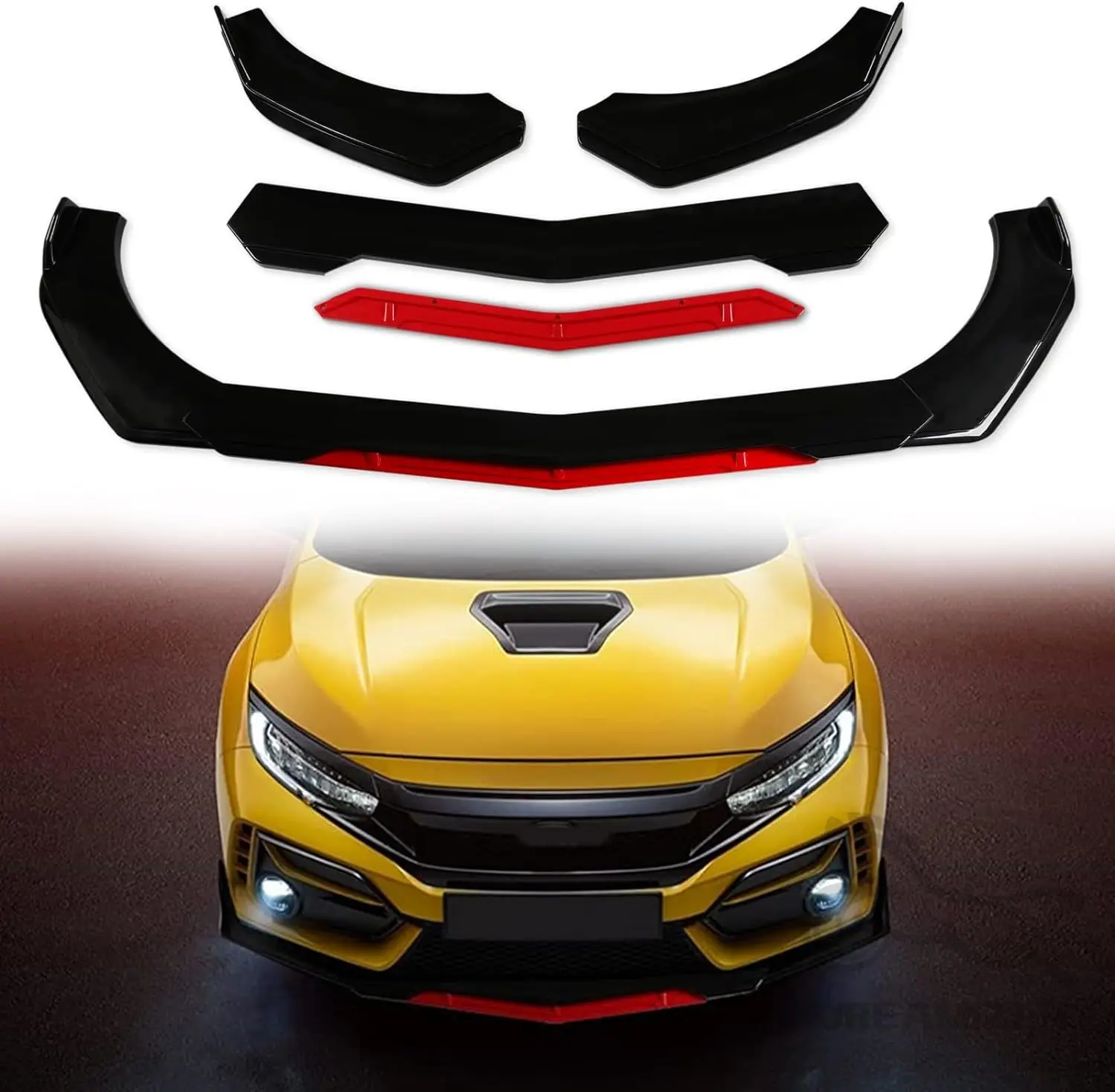 5Pcs/Set Universal Car Front Bumper Lip Chin Spoiler Splitter Diffuser ...