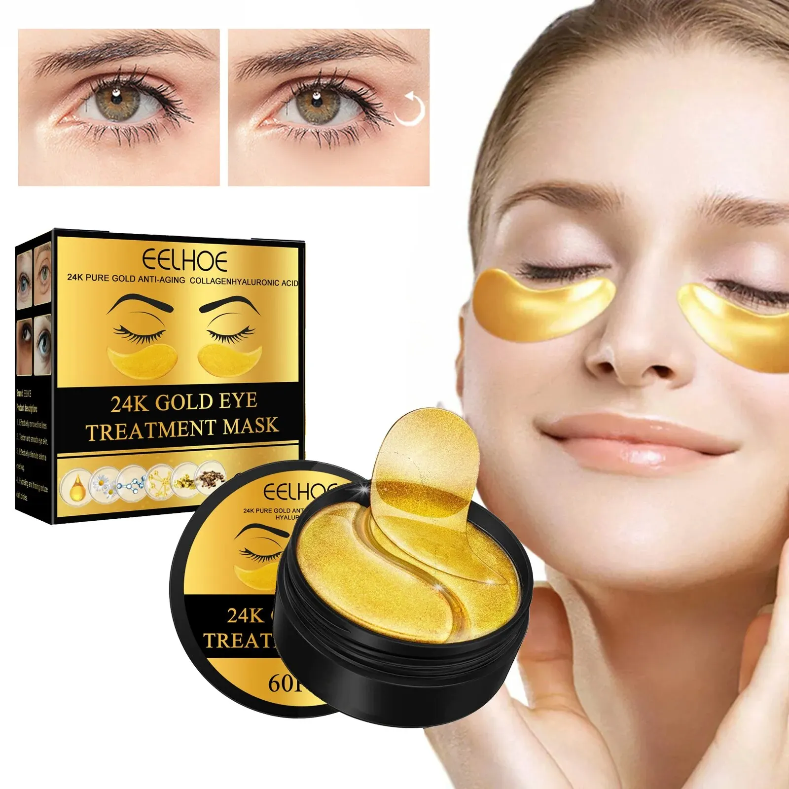 60pcs24K-Gold-Collagen-Eye-Mask-Patch-Hydrating-and-Moisturizing-Fade ...