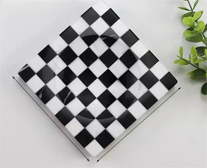 Natural-marble-stone-black-and-white-checkerboard-square-small-splicing ...