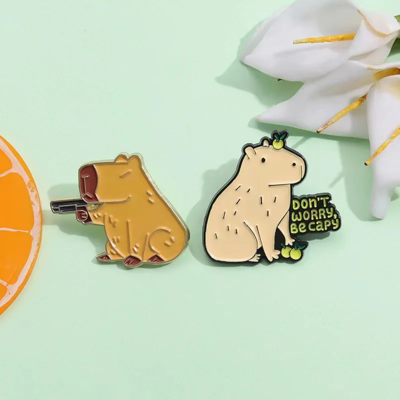 Cute Capybara And Yuzu Enamel Pin Kawaii Don't Worry Be Capy Animal ...