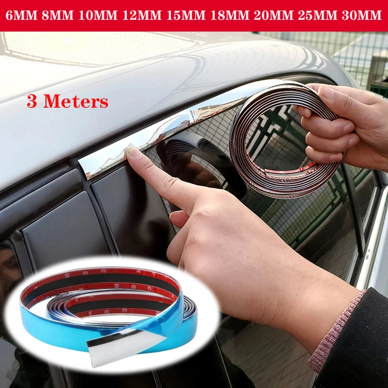 3M-Silver-Exterior-Universal-Car-Chrome-Body-Strip-Bumper-Grill-Car ...