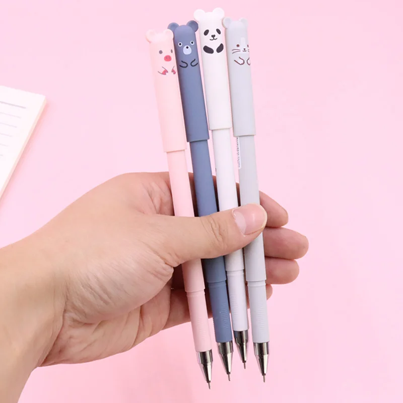 4pcs/Set Kawaii Pig Bear Cat Erasable Gel Pen Refills Rods 0.5mm Blue ...