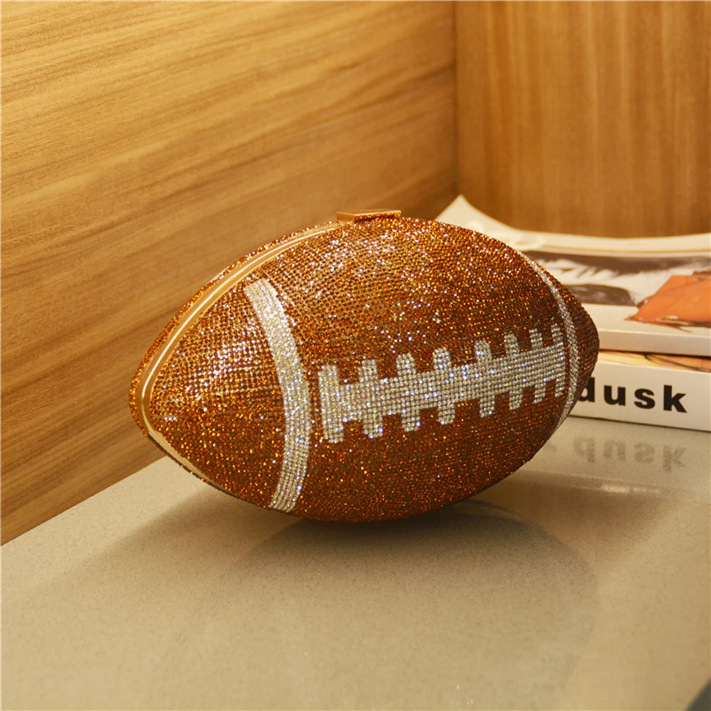 Football Shape Bling Evening Bag Luxury Rhinestone Dinner Purse ...