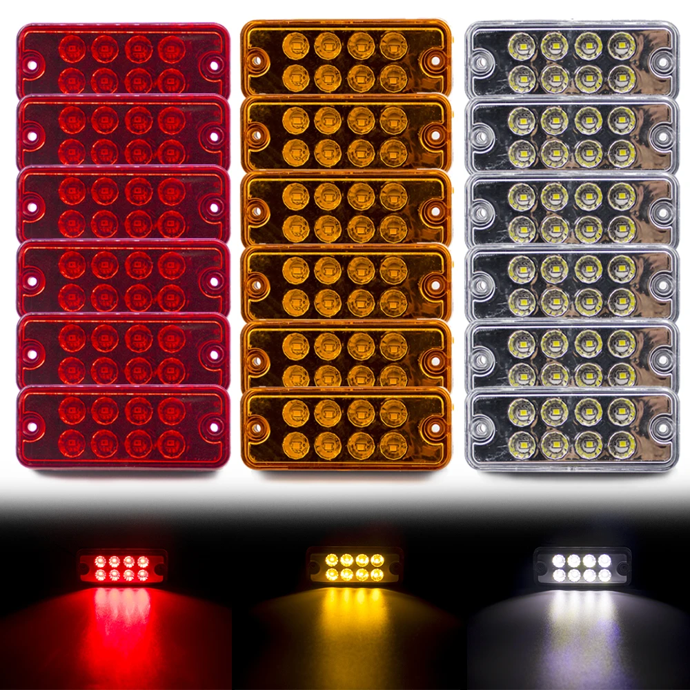 6pcs-12V-24V-8-LED-Side-Marker-Light-Turn-Signal-Warning-Lamp-Clearance ...