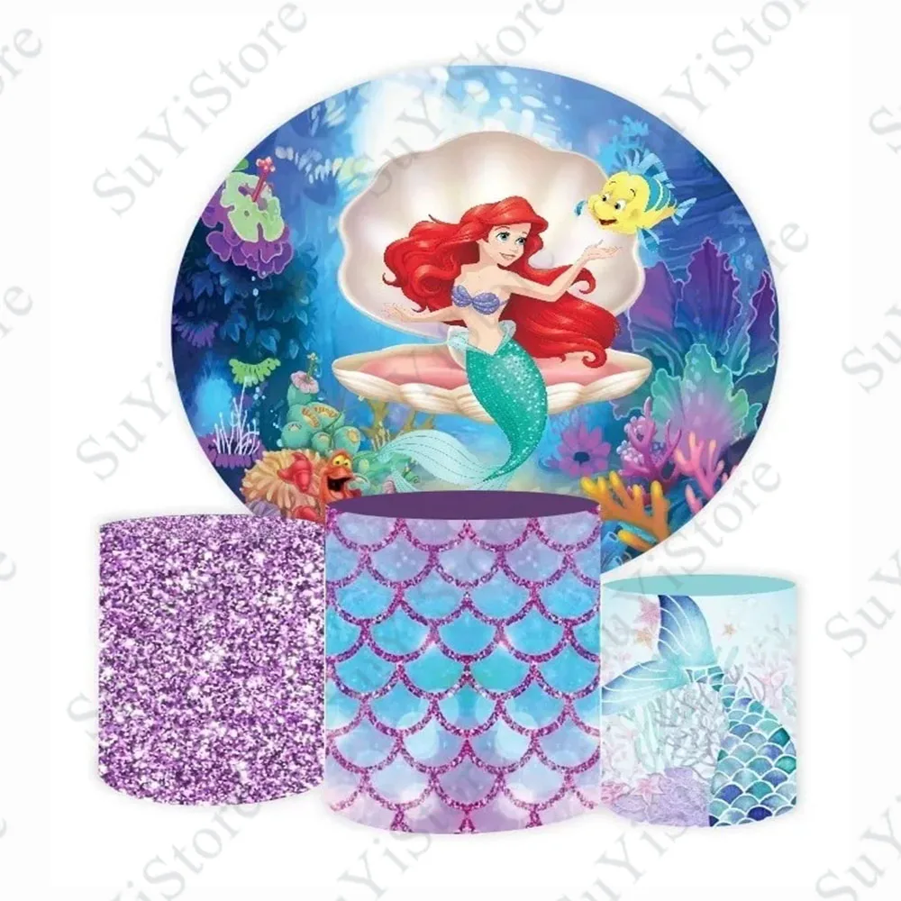 Little-Mermaid-Ariel-Round-Photo-Backdrop-Cover-For-Girls-Birthday ...