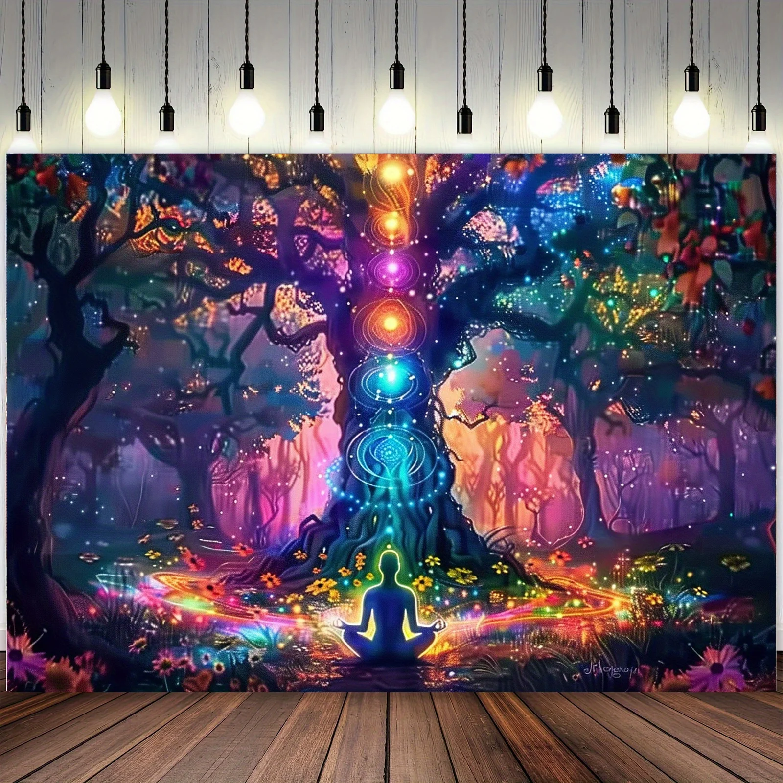 VIKAMA Spiritual Chakra Forest Tapestry Meditation Tree Bohemian Style ...