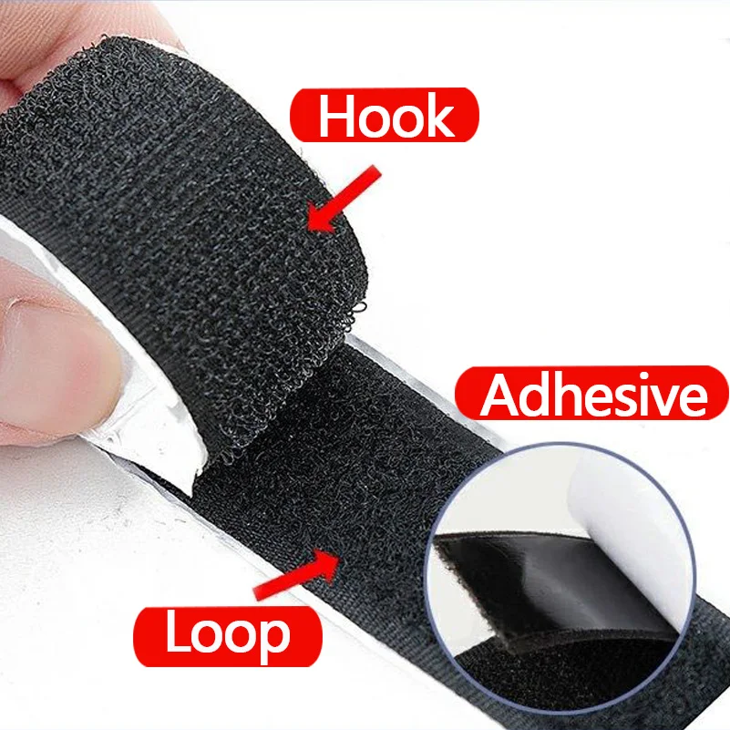 20-25-30-50MM-Strong-Self-adhesive-Fastener-Tape-Hook-and-Loop-Black ...